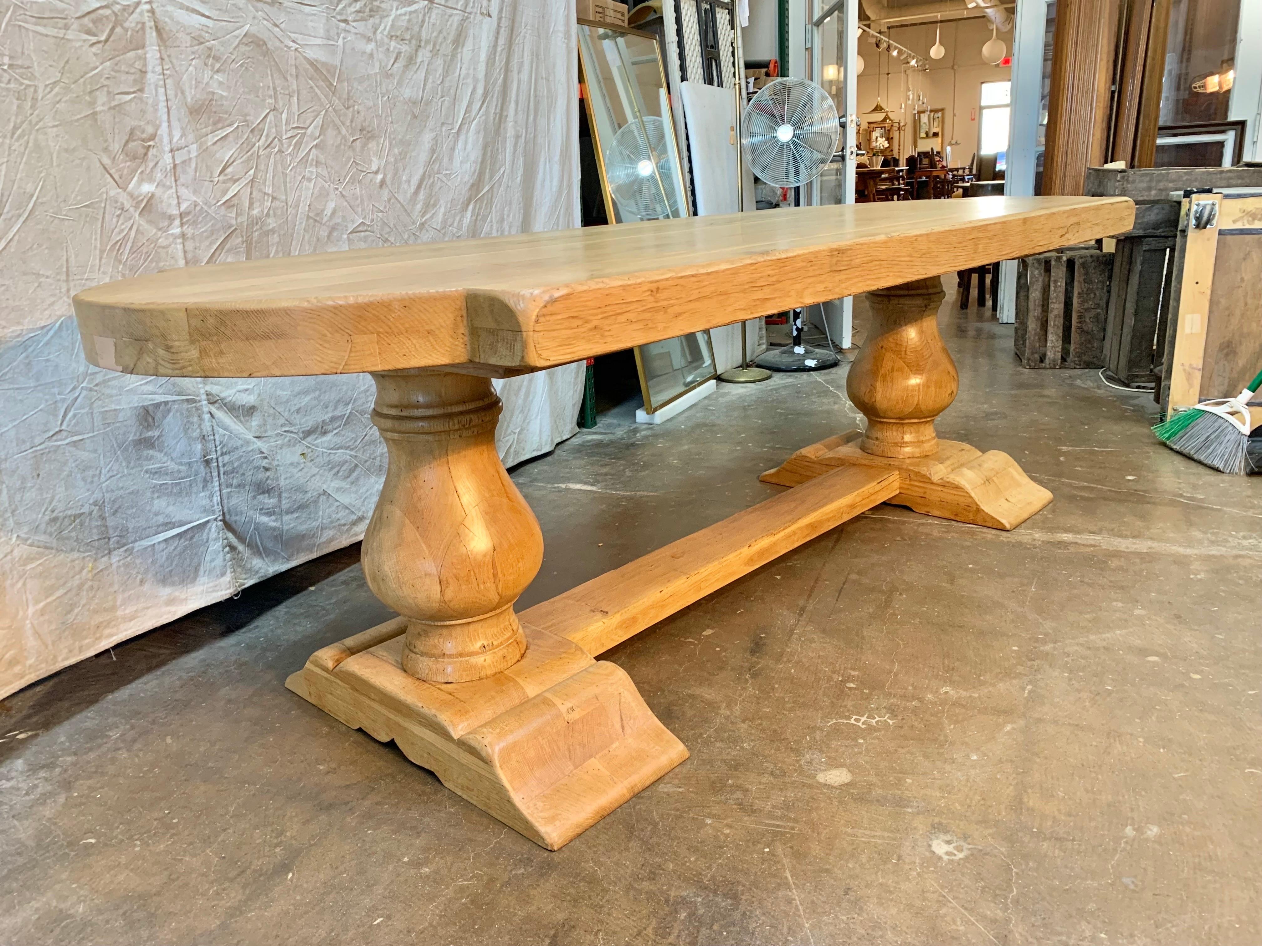 Early 20th Century French Oak Trestle Dining Table For Sale at 1stDibs