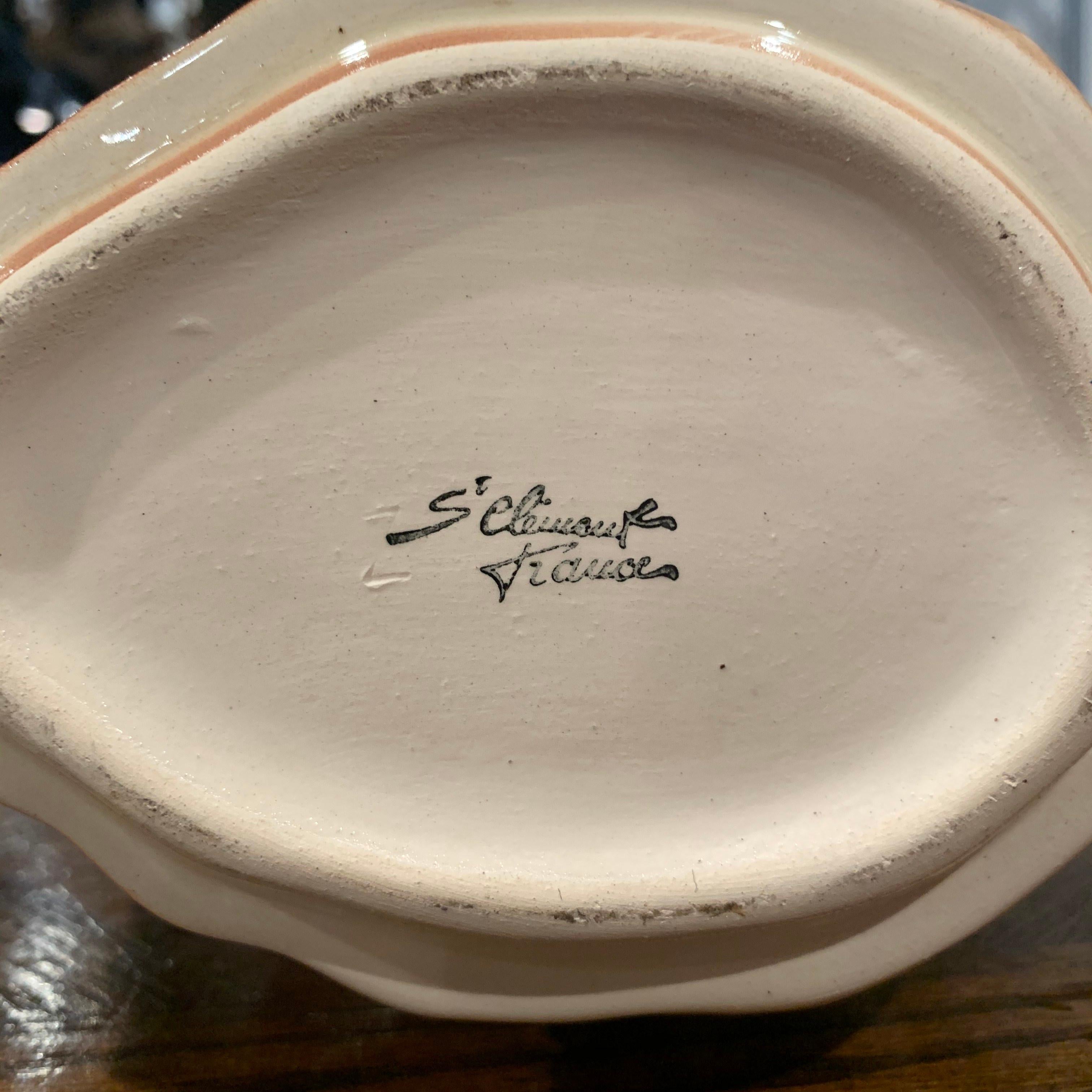 Early 20th Century French Painted Barbotine Ceramic Lion Head Pitcher ...