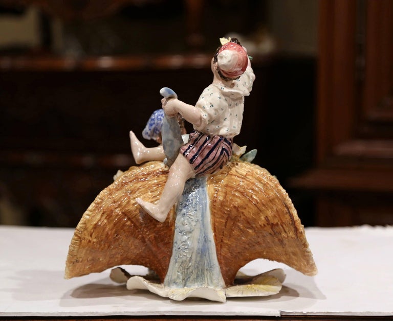 Early 20th Century French Painted Porcelain Barbotine Vase with ...