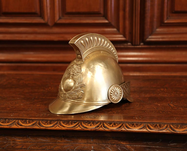 Early 20th Century French Patinated Brass and Leather Fireman Helmet ...