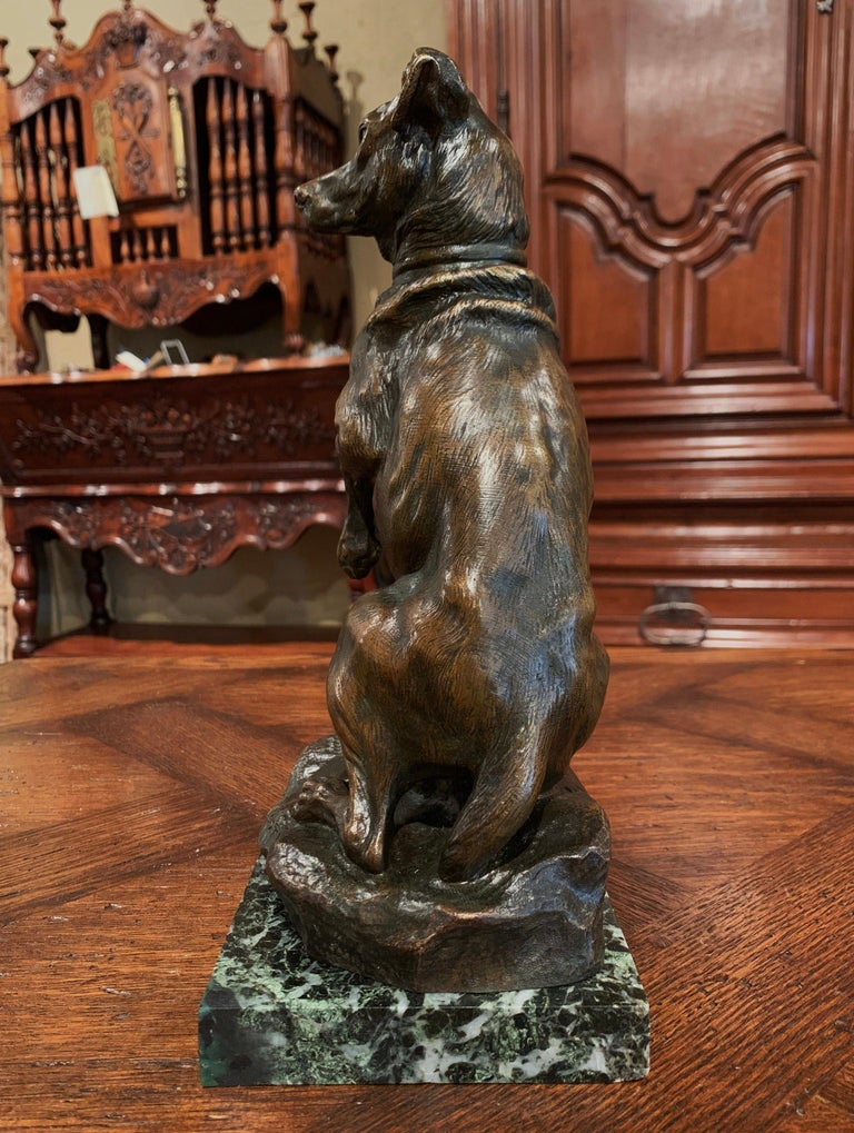 Early 20th Century French Patinated Bronze Hunt Dog Sculpture Signed T ...