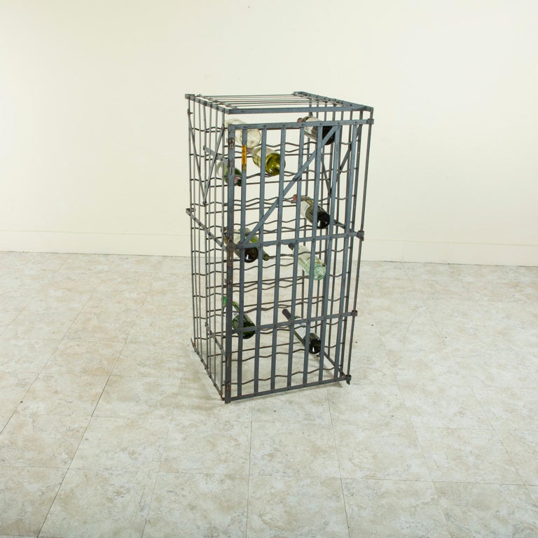 Early 20th Century French Riveted Iron Wine Cage for 100 Bottles at 1stDibs