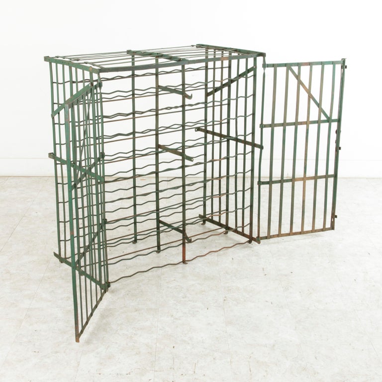 Early 20th Century French Riveted Iron Wine Cage or Wine Cellar for 200 ...