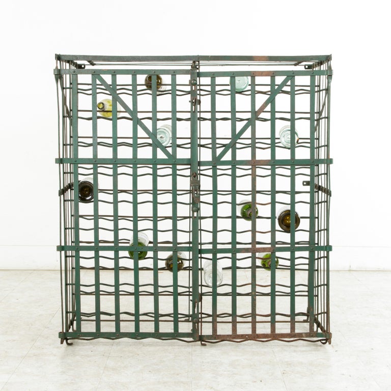 Early 20th Century French Riveted Iron Wine Cage or Wine Cellar for 200 ...