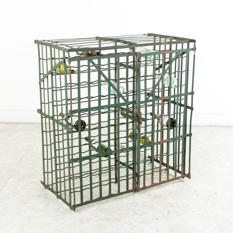 Early 20th Century French Riveted Iron Wine Cage or Wine Cellar for 200 ...