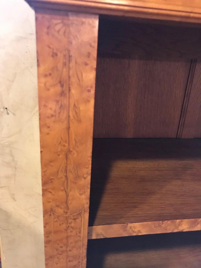 Early 20th Century French Sycamore Veneer and Marble Top Bibliotheque ...