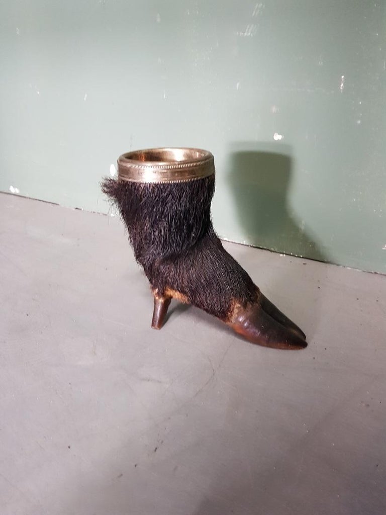 Early 20th Century French Taxidermy of a Wild Pig Leg with Cup Holder ...