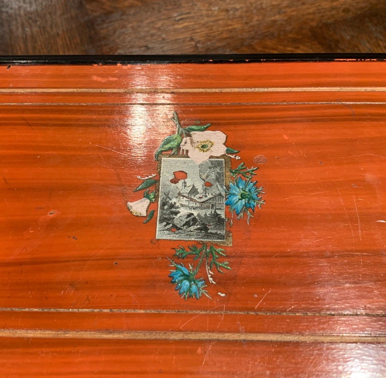 Early 20th Century French Tulip Wood and Painted Four-Song Cylinder ...