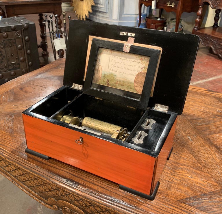 Early 20th Century French Tulip Wood and Painted Four-Song Cylinder ...