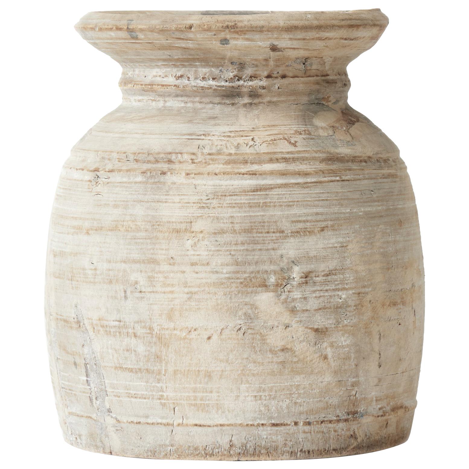 Early 20th Century French Turned Wood Vessel Pot, Large at 1stDibs