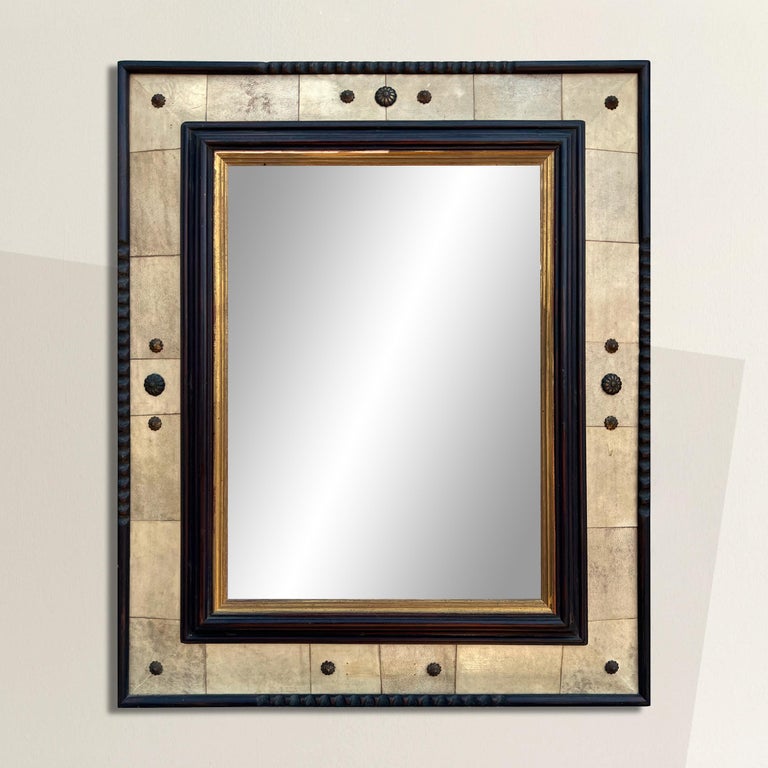Early 20th Century French Velum Framed Mirror For Sale at 1stDibs