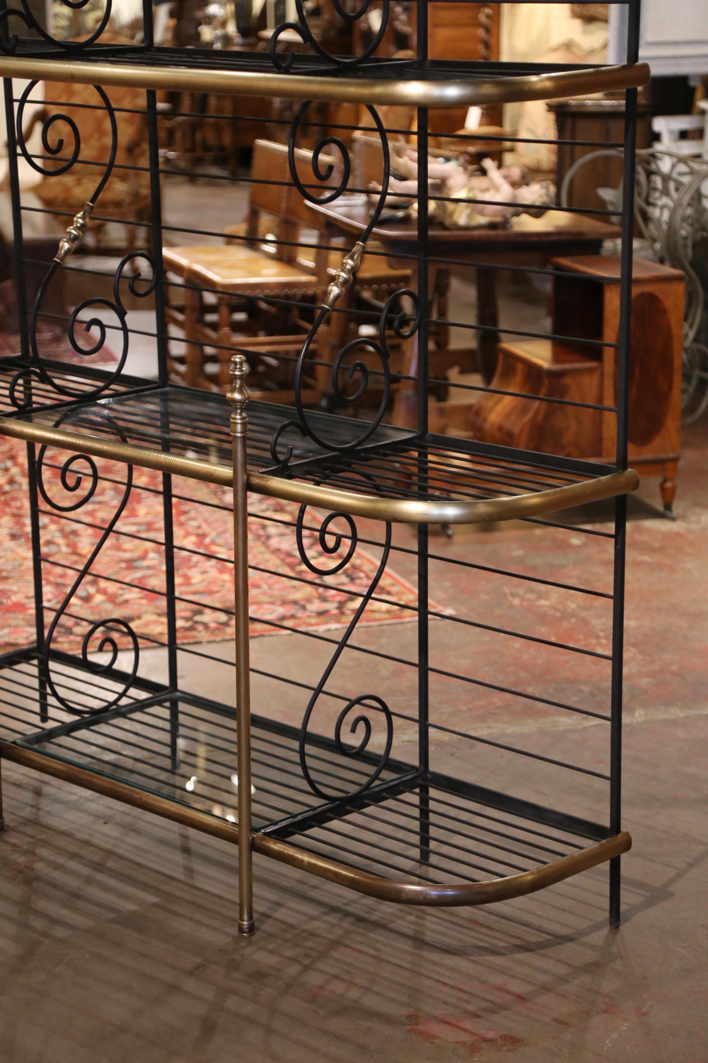 Early 20th Century French Wrought Iron and Brass Baker's Rack at 1stDibs