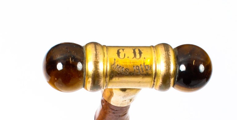 Early 20th Century George V Tiger's Eye Swagger Stick Cane For Sale at ...