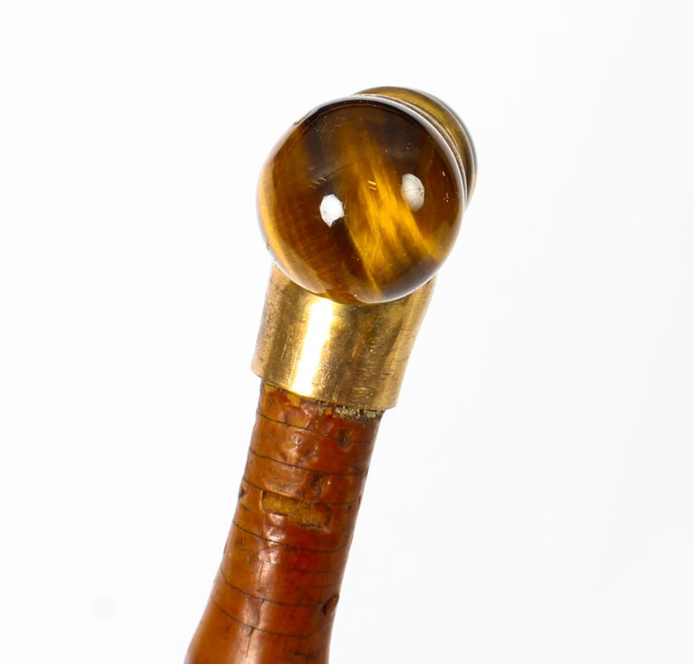 Early 20th Century George V Tiger's Eye Swagger Stick Cane For Sale at ...