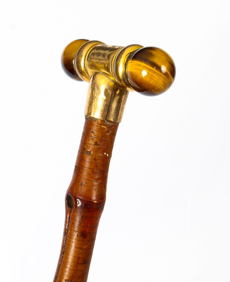 Early 20th Century George V Tiger's Eye Swagger Stick Cane For Sale at ...