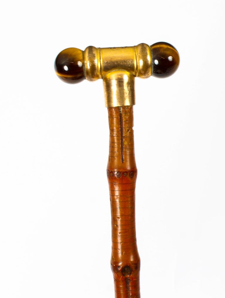 Early 20th Century George V Tiger's Eye Swagger Stick Cane For Sale at ...