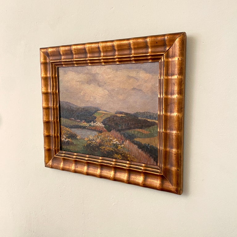 Early 20th Century German Art Deco Landscape Oil Painting Frame, circa ...