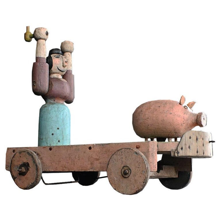 Early 20th Century German Folk Art Animated Pull Along Toy For Sale at ...