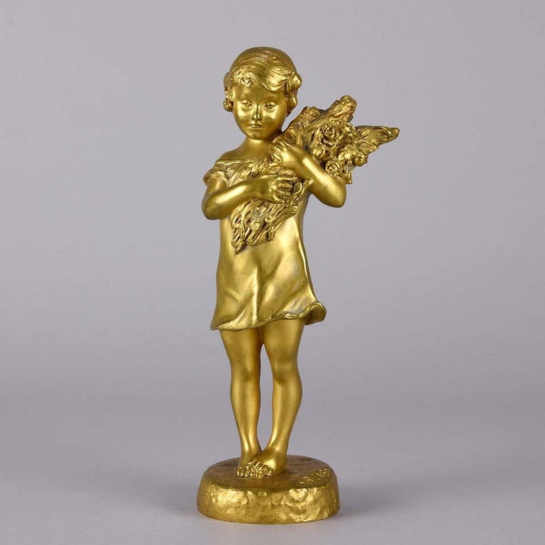 Early 20th Century Gilt Bronze Entitled "Wheat Sheaves" by Suzanne ...
