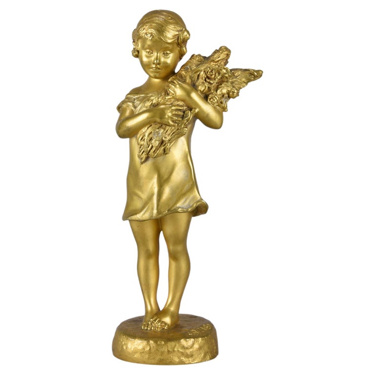Early 20th Century Gilt Bronze Entitled "Wheat Sheaves" by Suzanne ...