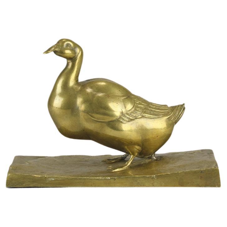 Early 20th Century Gilt Bronze Scultpture entitled "Hook Bill Duck" by ...
