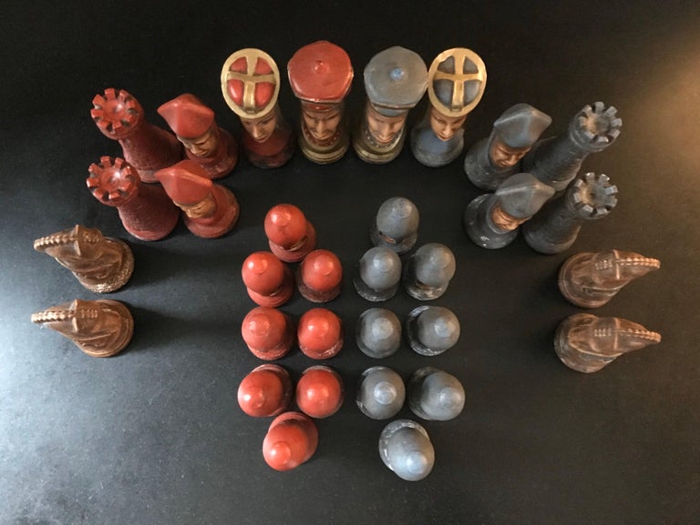 Late 20th Century Gothic Midieval “Game of Thrones” Style Chess Set at ...