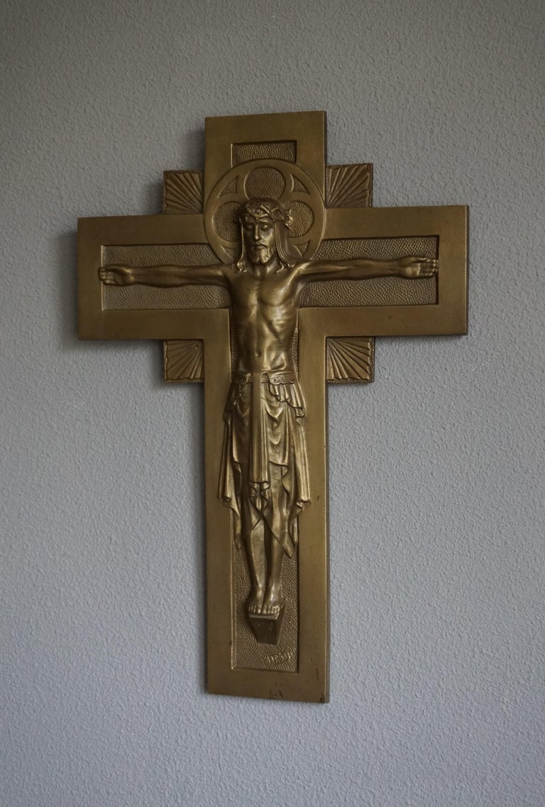 Early 20th Century Gothic Revival Bronze Wall Crucifix by Sculptor ...