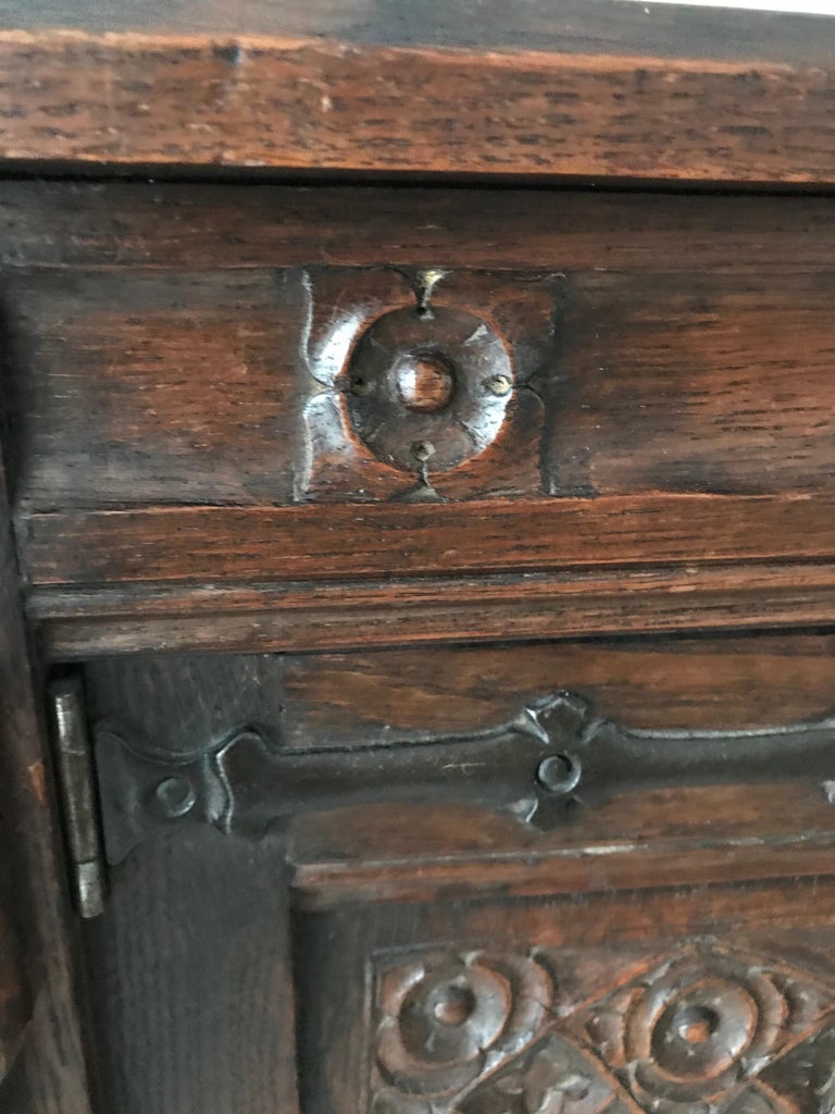 Early 20th Century Gothic Revival Carved Oak Drinks Cabinet / Dry Bar W ...