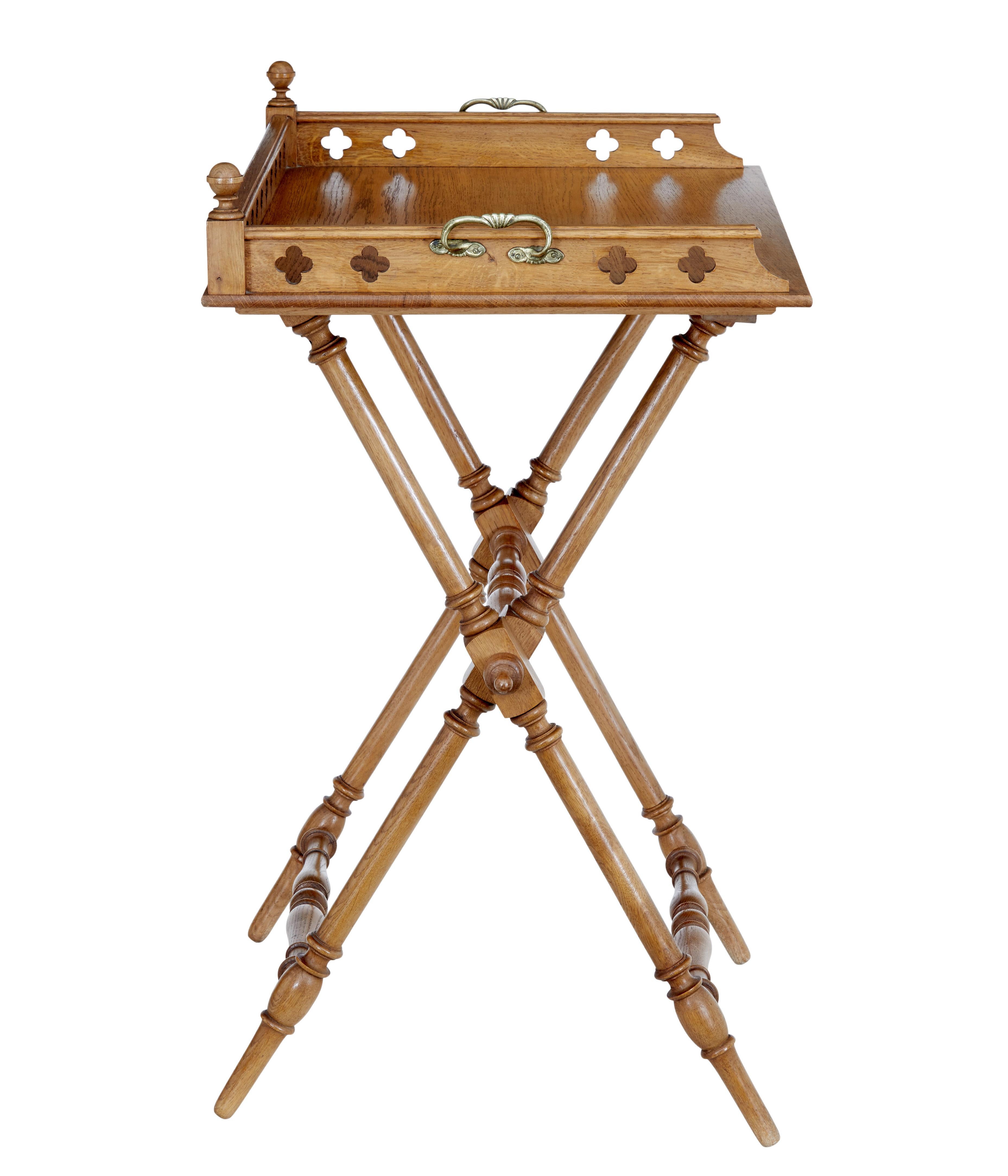 Early 20th Century Gothic Revival Oak Butlers Tray on Stand at 1stDibs
