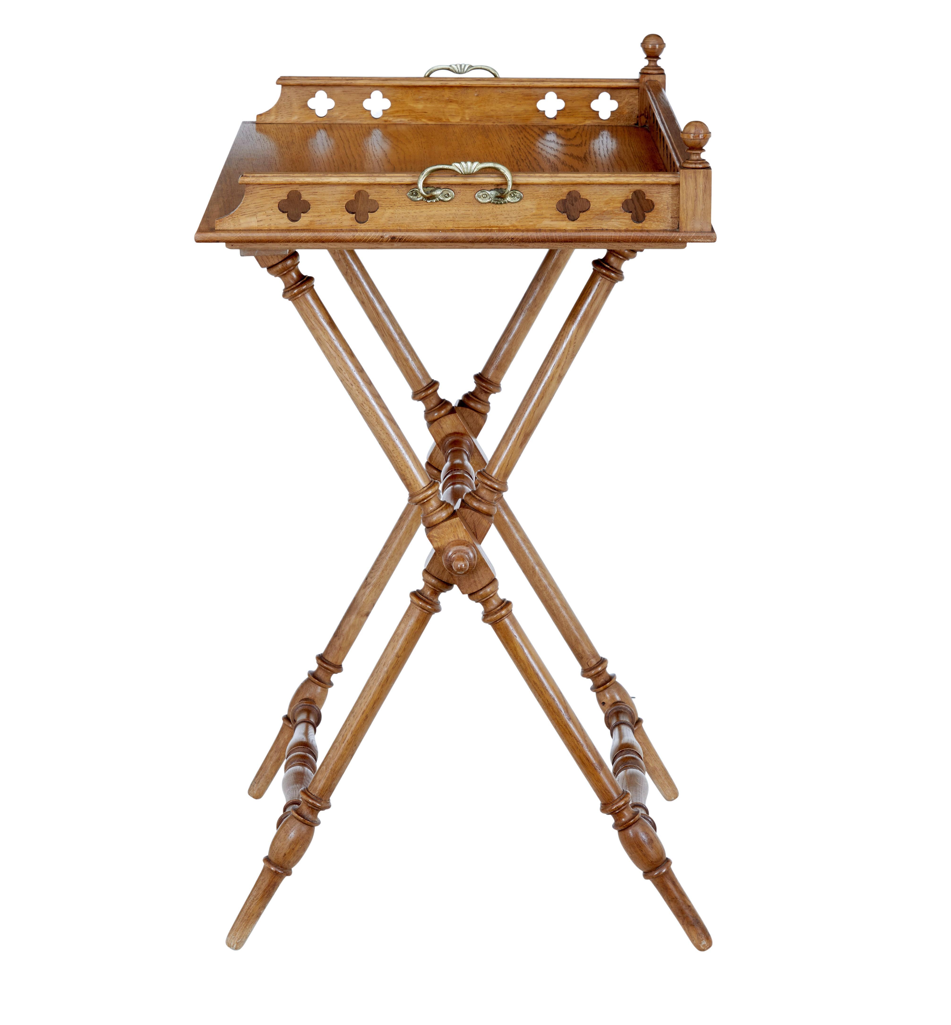 Early 20th Century Gothic Revival Oak Butlers Tray on Stand at 1stDibs