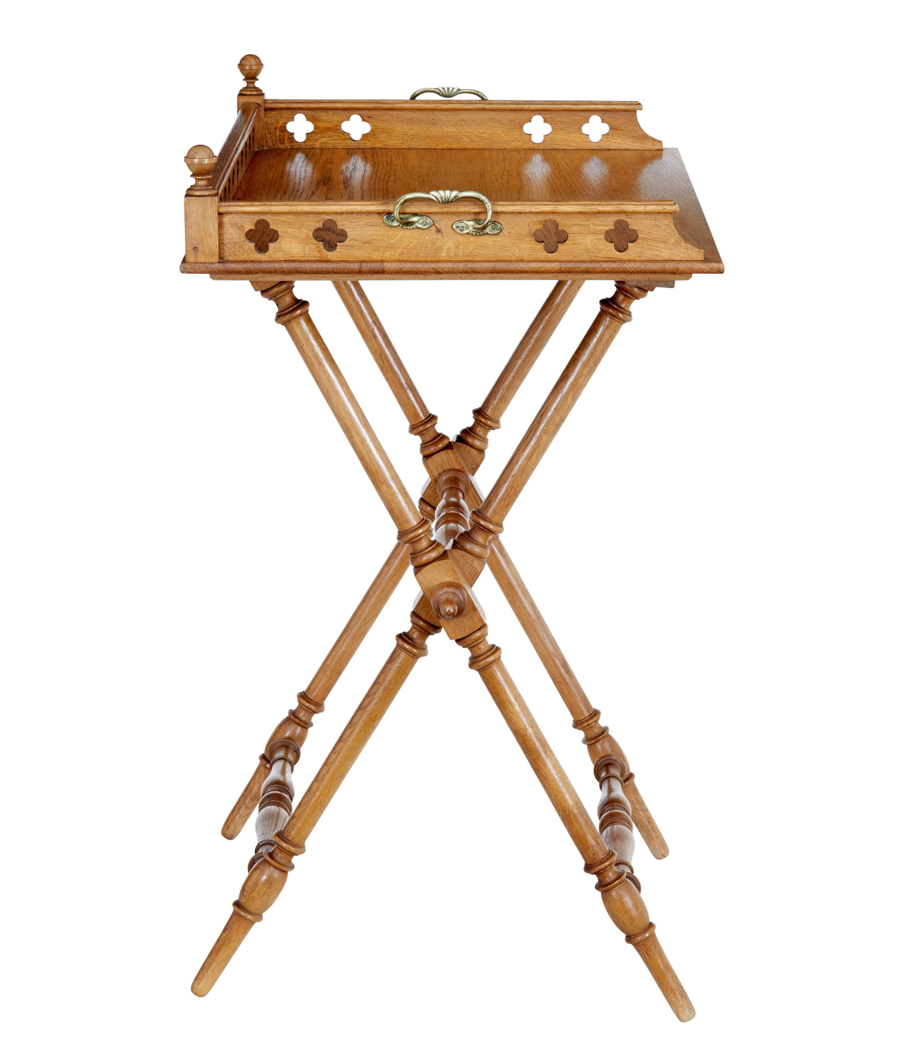 Early 20th Century Gothic Revival Oak Butlers Tray on Stand For Sale at ...