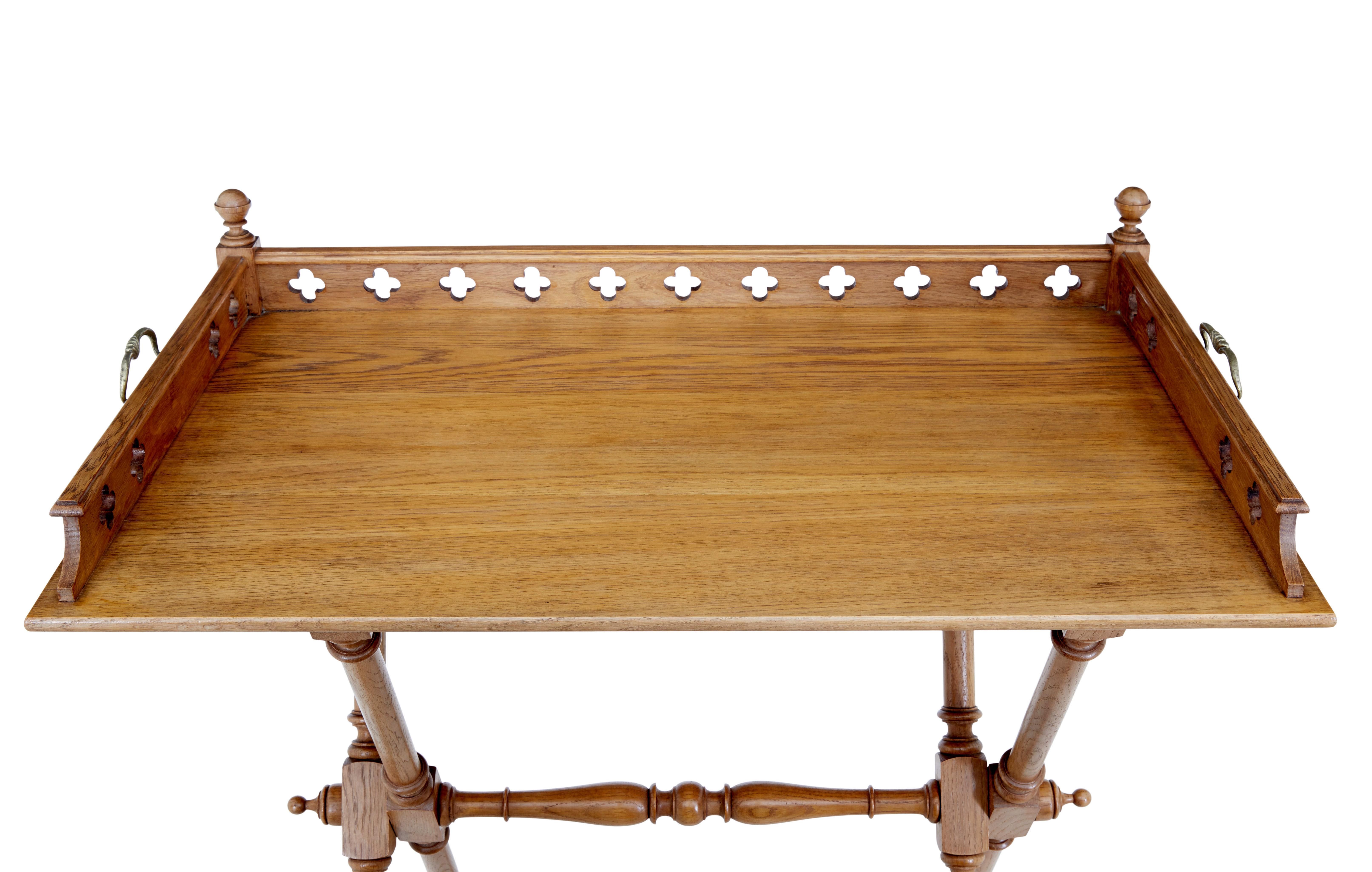 Early 20th Century Gothic Revival Oak Butlers Tray on Stand at 1stDibs