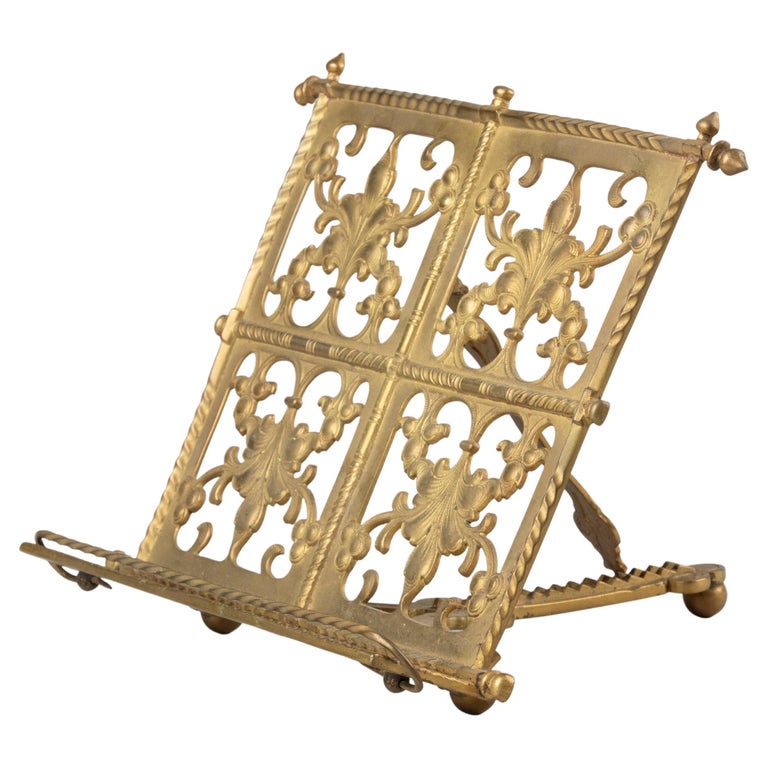 Early 20th Century Gothic Style Gilt Bronze Book Stand Rack at 1stDibs
