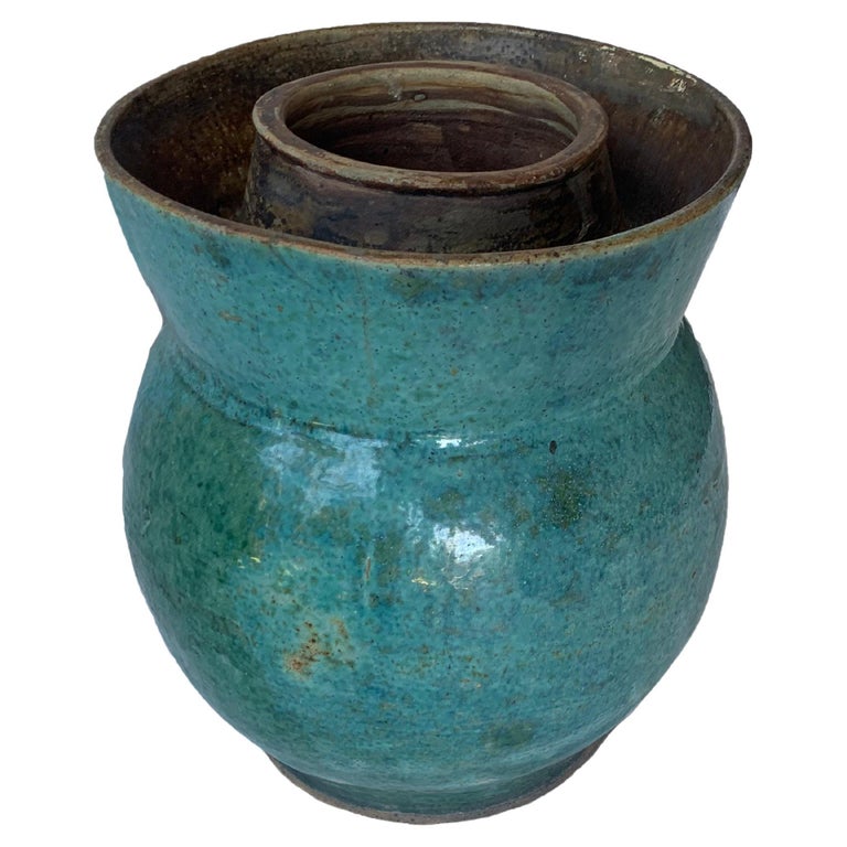 Chinese Ceramic Green Glazed 'Shiwan' Fermentation Jar at 1stDibs