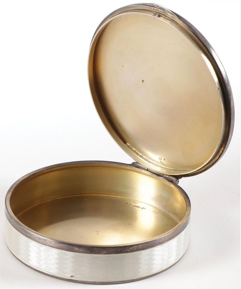 Early 20th Century Guilloché Enamel Powder Box For Sale at 1stDibs