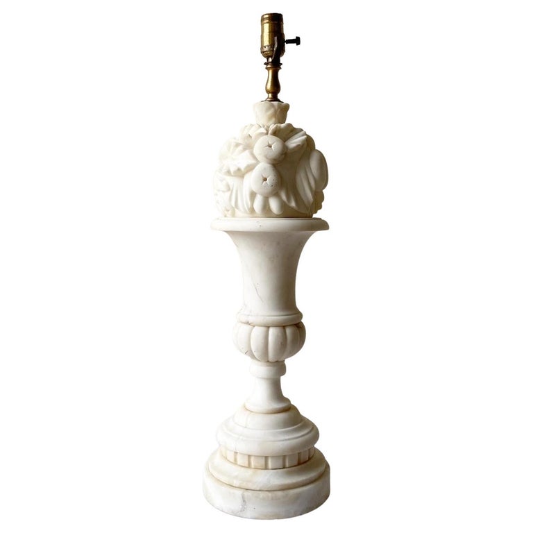 Early 20th Century Hand Carved Alabaster Table Lamp For Sale at 1stDibs