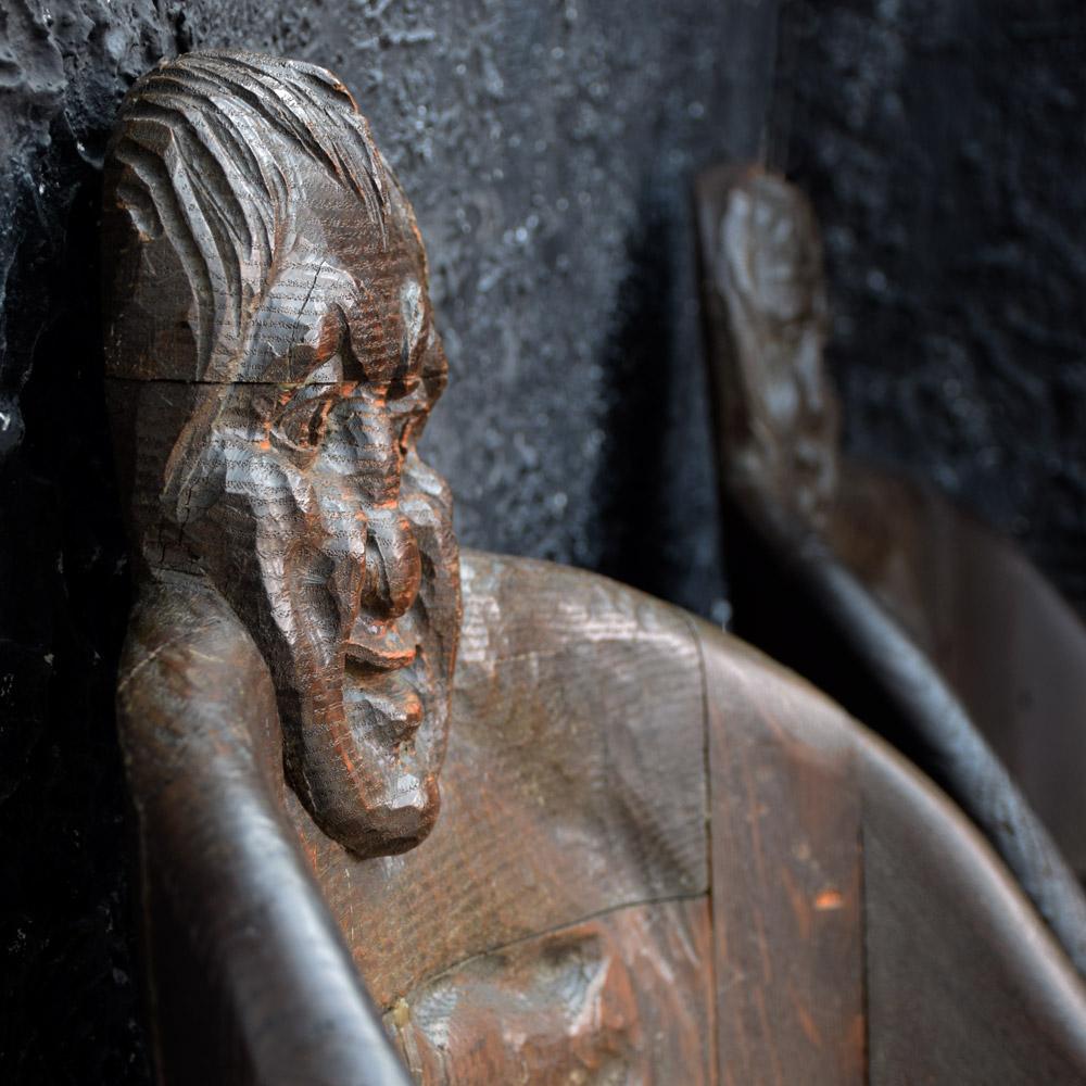 Early 20th Century Hand Carved Oak Anthropomorphism Chairs by J.B ...