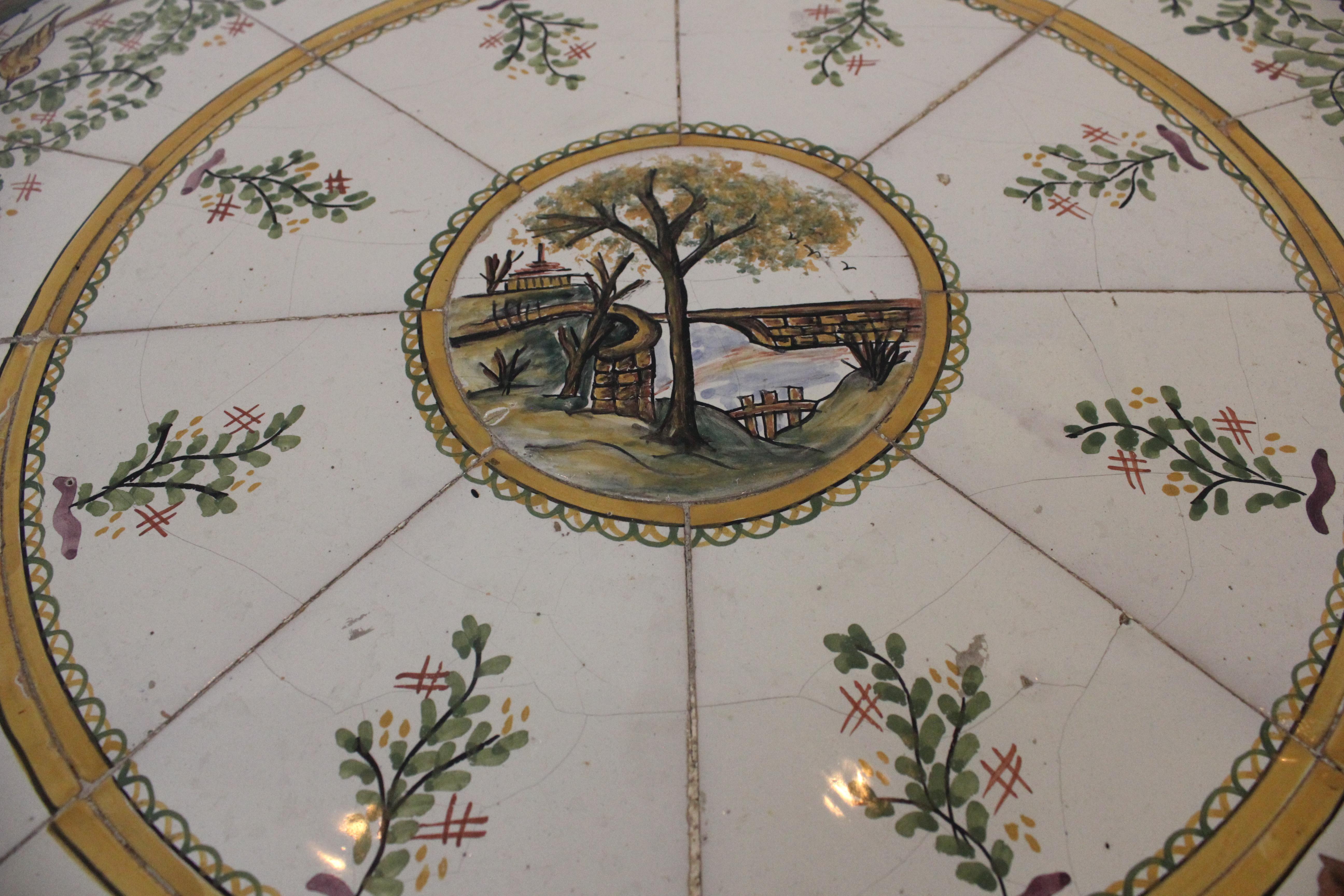 Early 20th Century Hand Painted Italian Tile Table with Art Nouveau ...