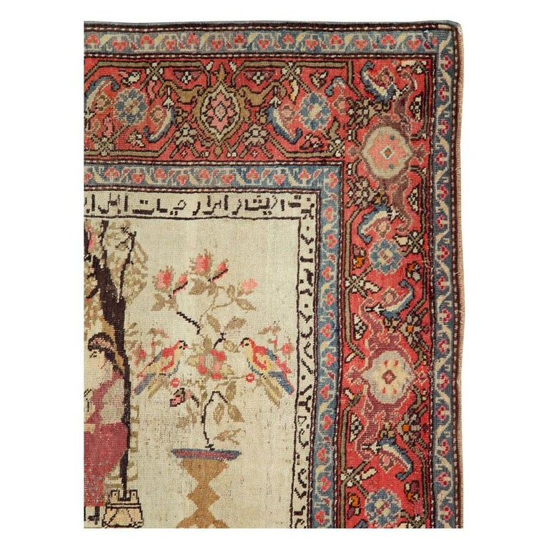Early 20th Century Handmade Caucasian Karabagh Pictorial Accent Rug ...