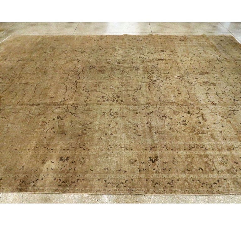 Early 20th Century Handmade Persian Large Area Rug in Golden Brown For ...