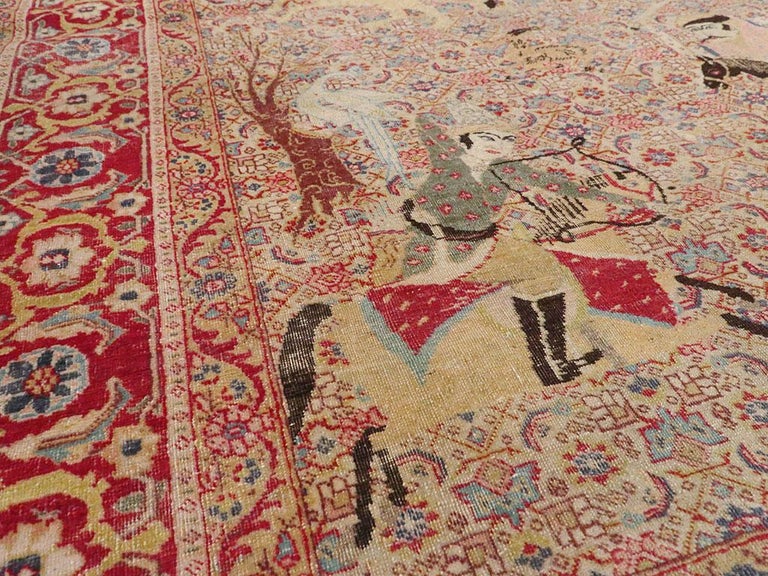 Early 20th Century Handmade Persian Tabriz Hunting Scene Pictorial ...
