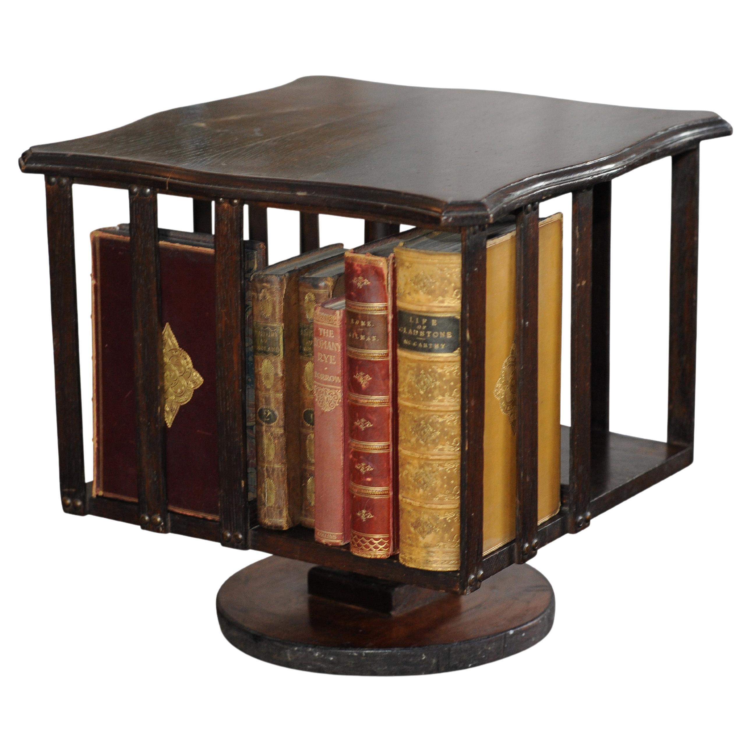 Antique Wooden Book Mill or Rotating Desk Bookcase with Flower and Bird ...