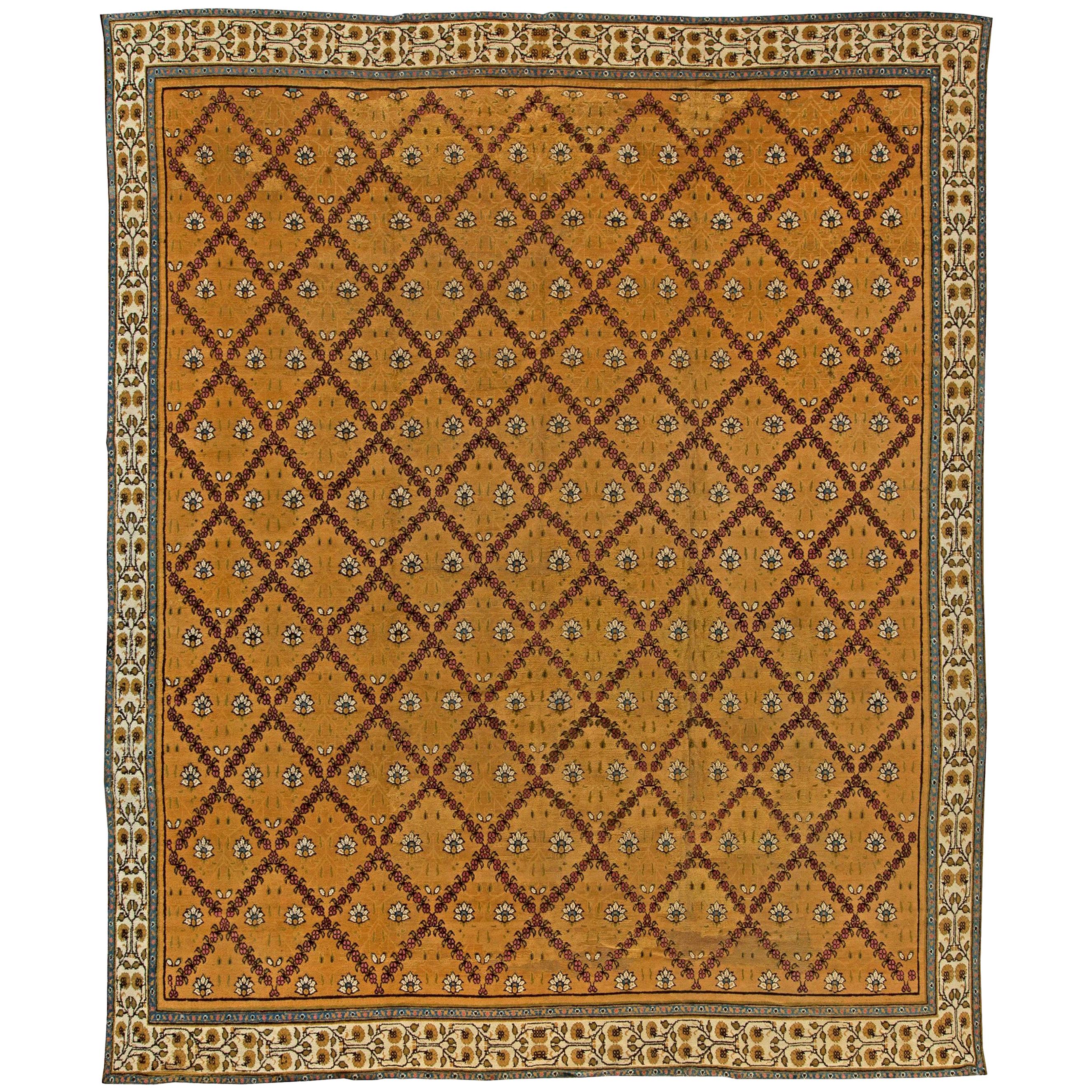 Early 20th Century Purple Floral Indian Handmade Wool Rug by Doris ...