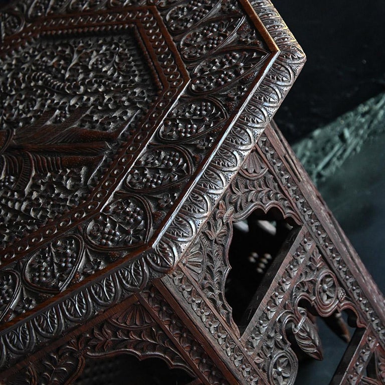 Early 20th Century Indian Carved Folding Table For Sale at 1stDibs