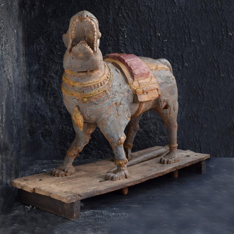 Early 20th Century Indian God Carnival Figure of Mooshika Hand Carved ...