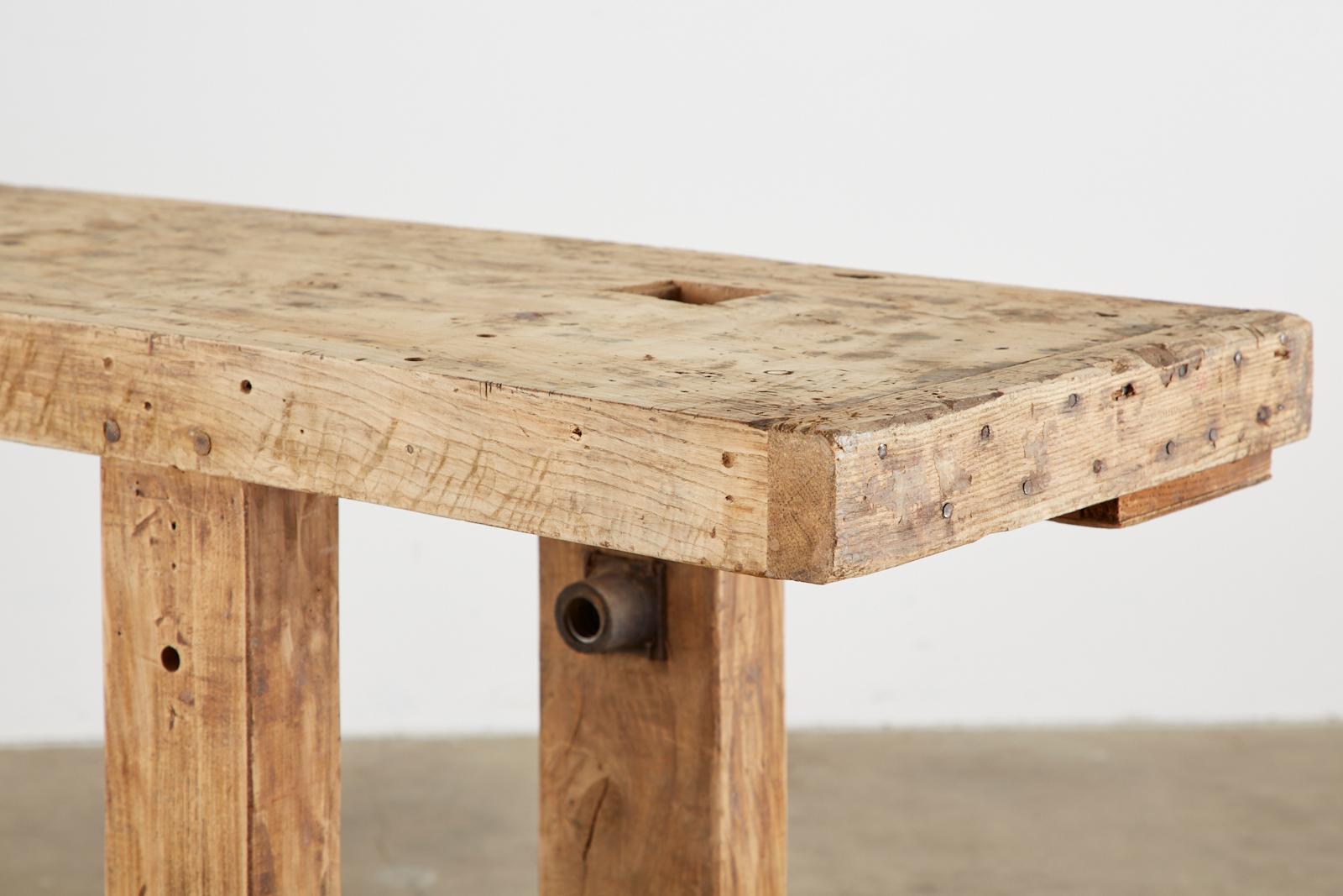 Early 20th Century Industrial Carpenter's Workbench Console at 1stDibs