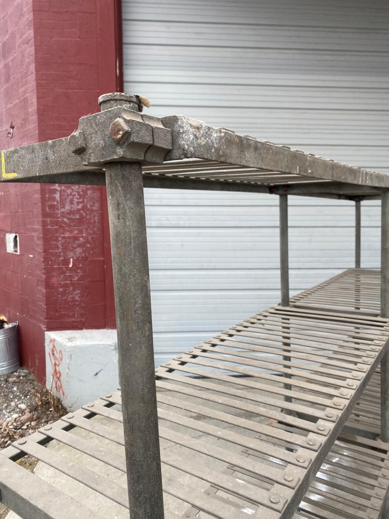 Early 20th Century Industrial Factory Steel Shelving, Four Tier ...