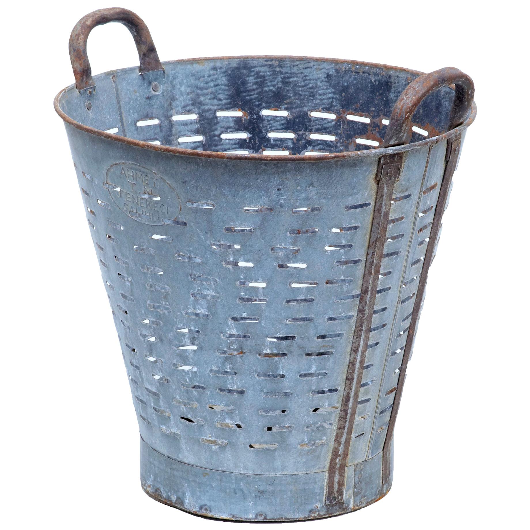 Large Industrial Metal Basket For Sale at 1stDibs
