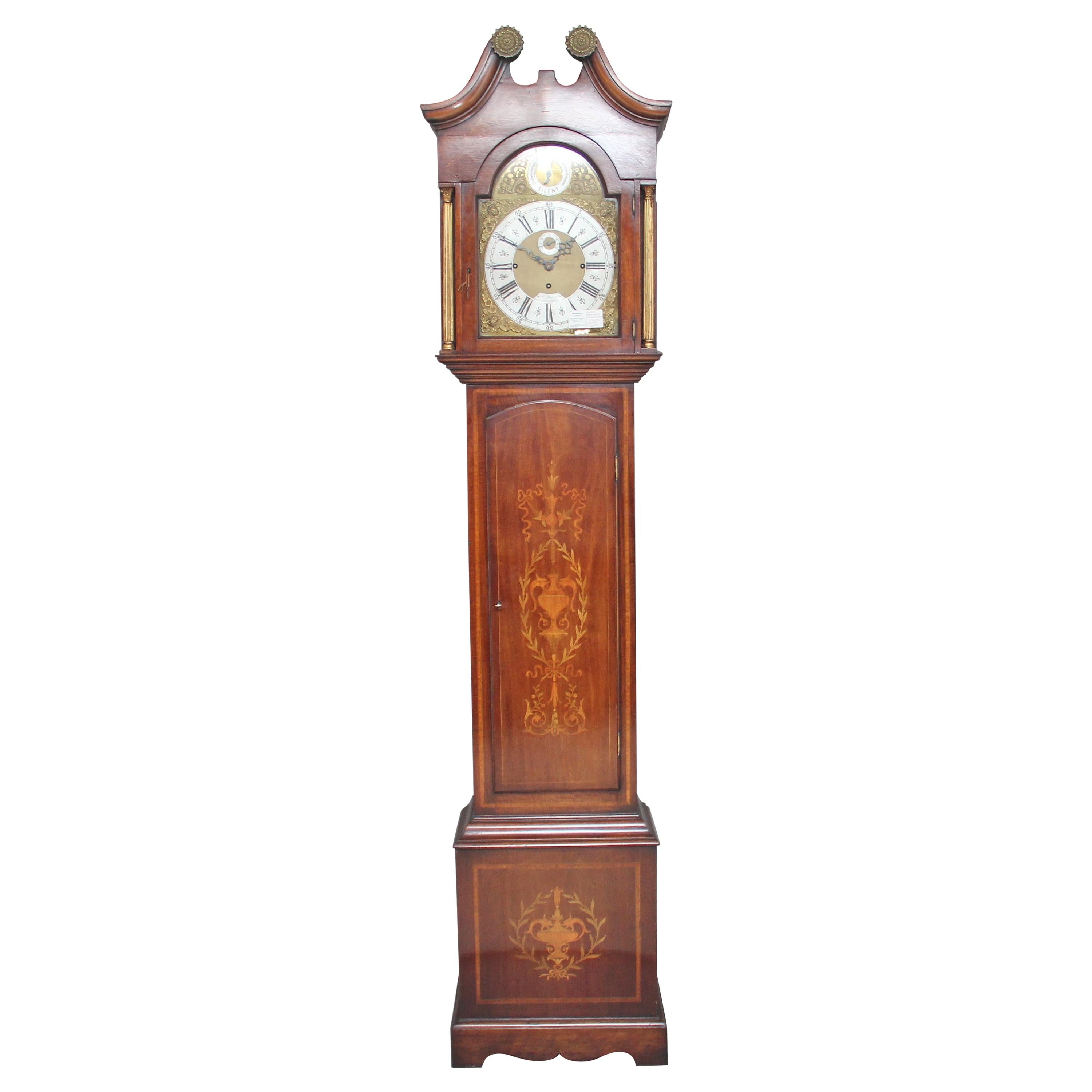 Early 20th Century Inlaid Mahogany Longcase Clock at 1stDibs