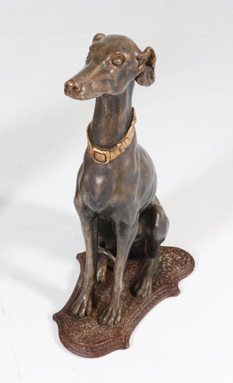 Early 20th Century Italian Carved Wood Seated Greyhound Sculptures at ...
